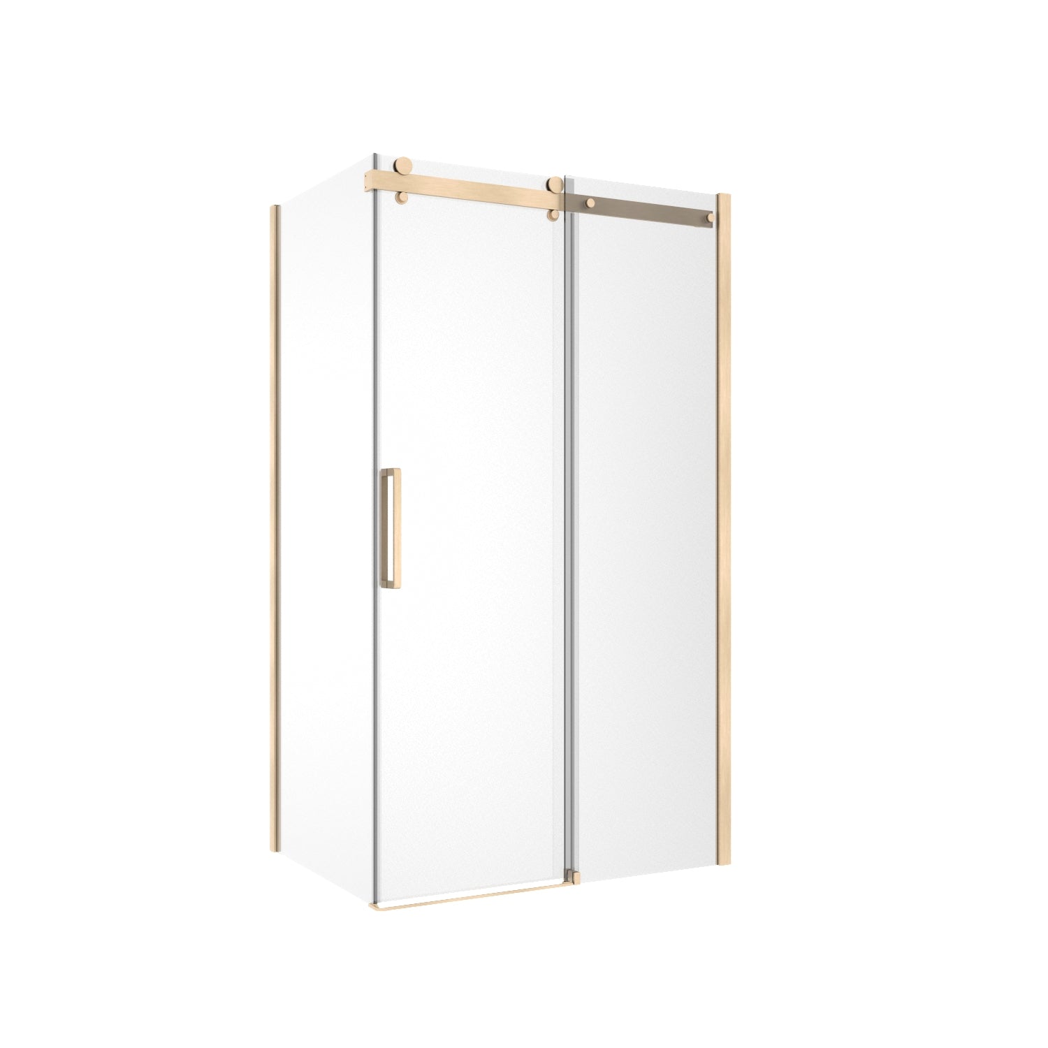 Euro Frameless Sliding Shower Screen Front & Return 1170 Brushed Brass – Designer Bathware