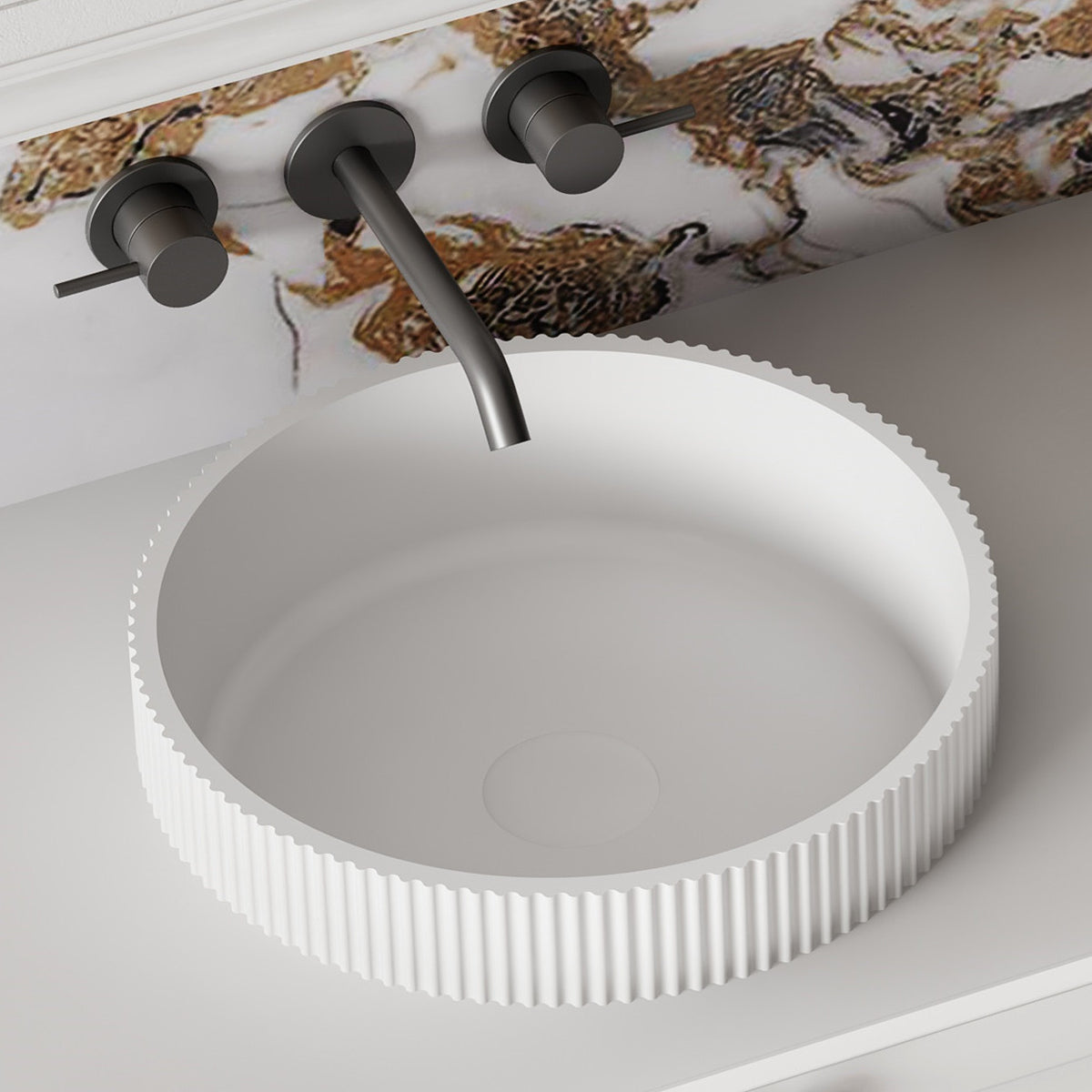 V-Groove Round Semi-Inset Basin — Designer Bathware