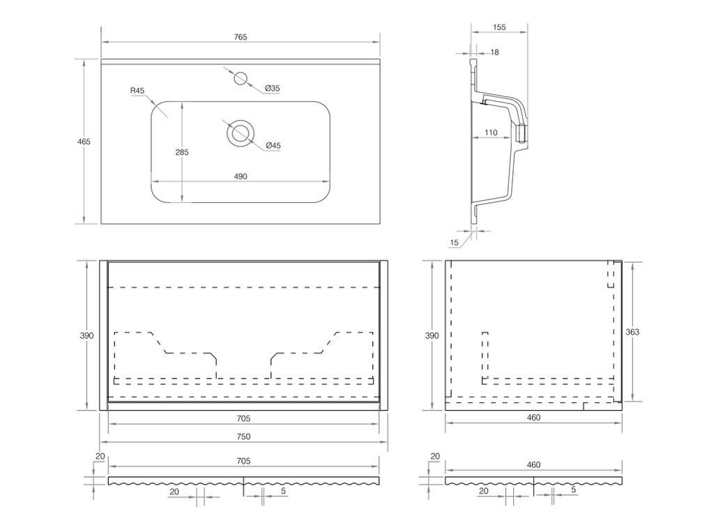 Cassa Designs Capture Natural Oak Wall Hung Vanity — Designer Bathware