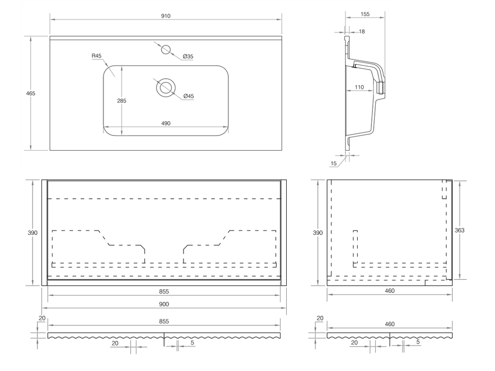 Cassa Designs Capture Natural Oak Wall Hung Vanity — Designer Bathware