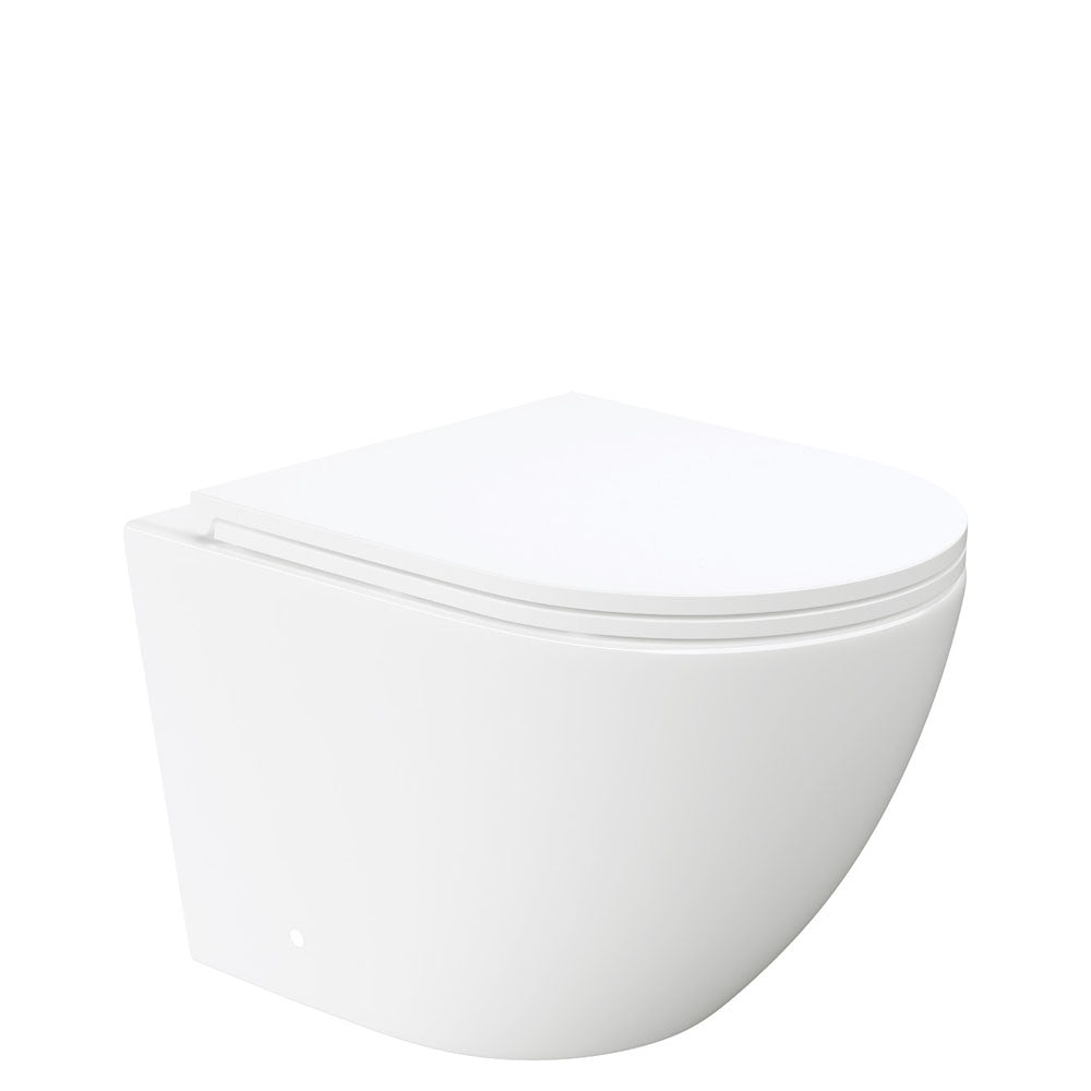 Fienza Koko Gloss White Rimless Tornado Wall Hung Toilet Pan Slim Seat ...