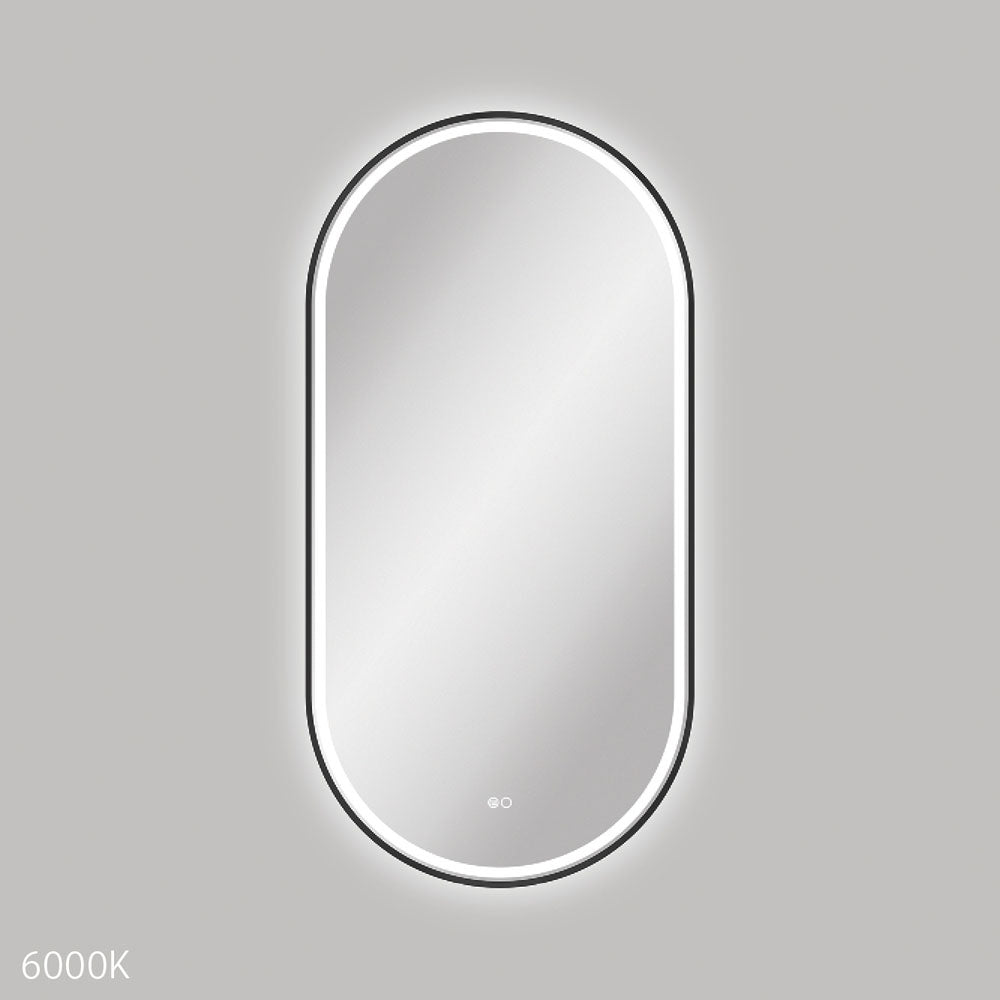 Empire LED Matte Black Framed Mirror, 600 x 1200mm — Designer Bathware