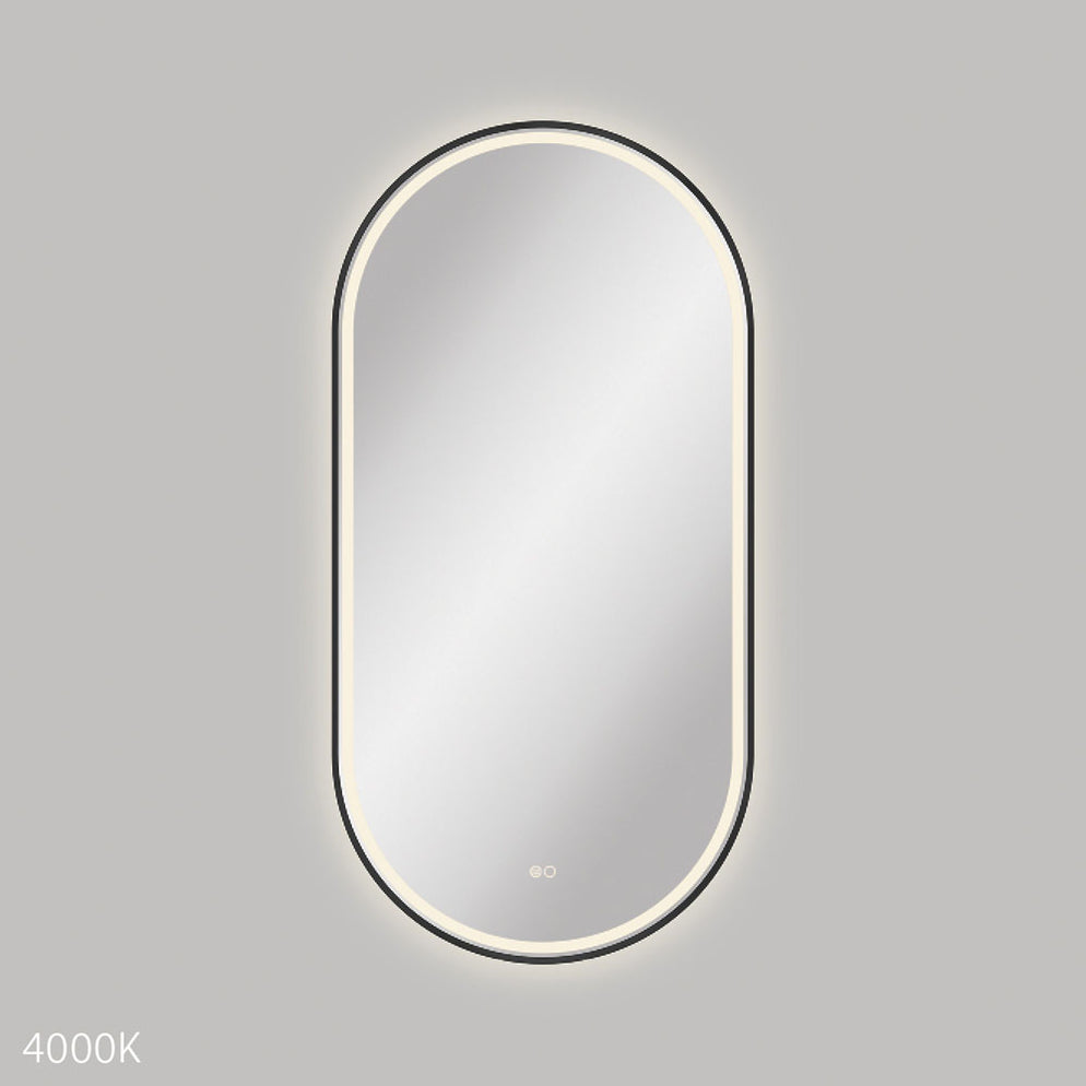 Empire LED Matte Black Framed Mirror, 600 x 1200mm — Designer Bathware