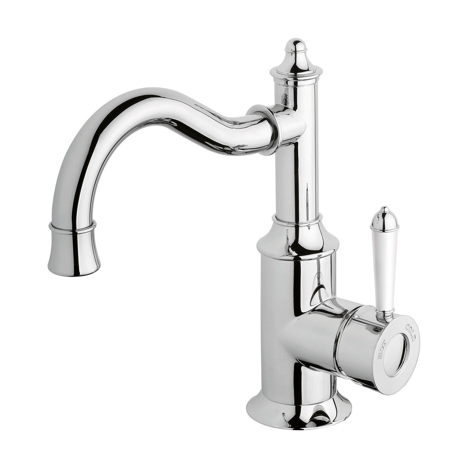 Phoenix Nostalgia Basin Mixer 160mm Shepherds Crook Chrome/Natural Whi ...