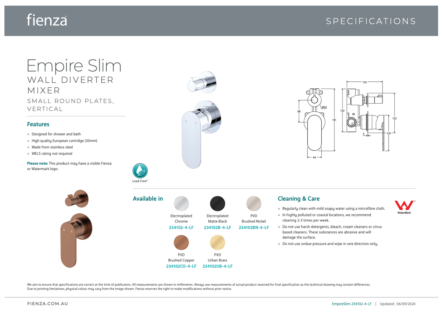 Shop Fienza Tapware, Baths & Basins Online – Designer Bathware