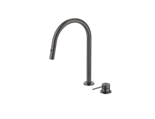 Bella Vista Mica Pull Out Hob Mixer Set Gun Metal – Designer Bathware