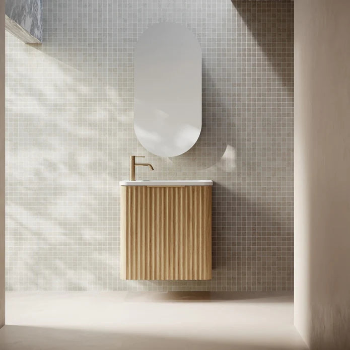 Cassa Designs Gravity 500mm Small Space Wall Hung Vanity Natural Oak ...