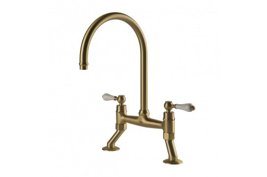 Ludlow Bridge Mixer Tap - Brushed Brass — Designer Bathware