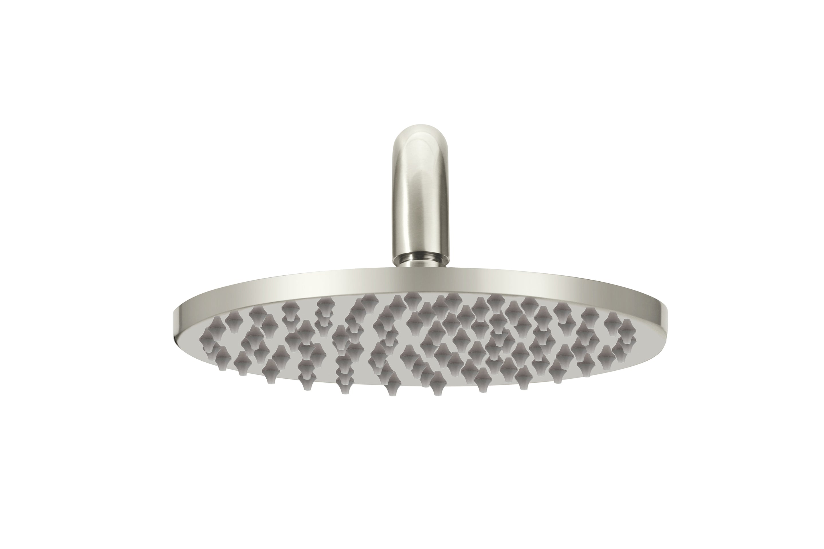 Meir Round Wall Shower Curved Arm 400mm-BN — Designer Bathware