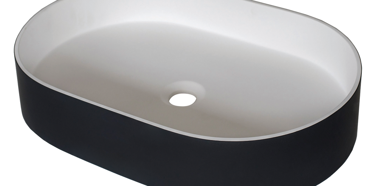 Nero Blanco Acrylic Solid Surface Above Counter Basin — Designer Bathware