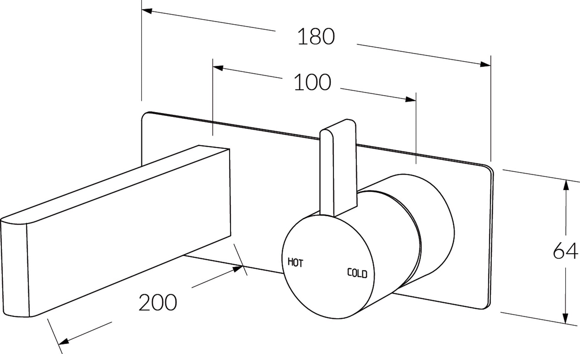 Calibre Wall Bath Mixer Outlet System 200mm — Designer Bathware