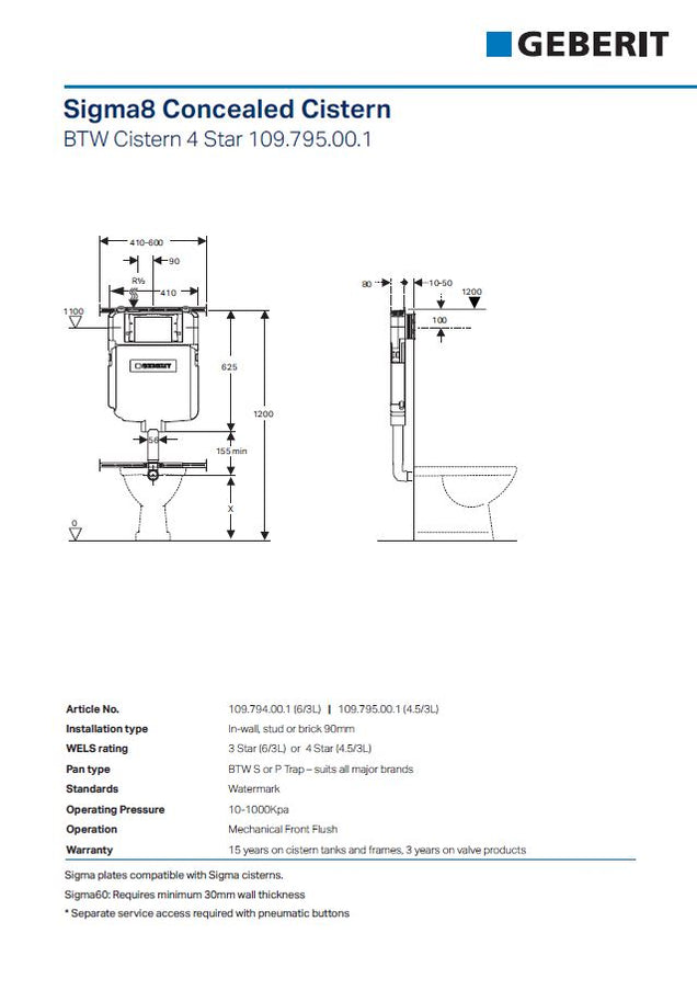 Mimi T4 Rimless Wall Faced Pan, Cistern & Button Package WHITE ...