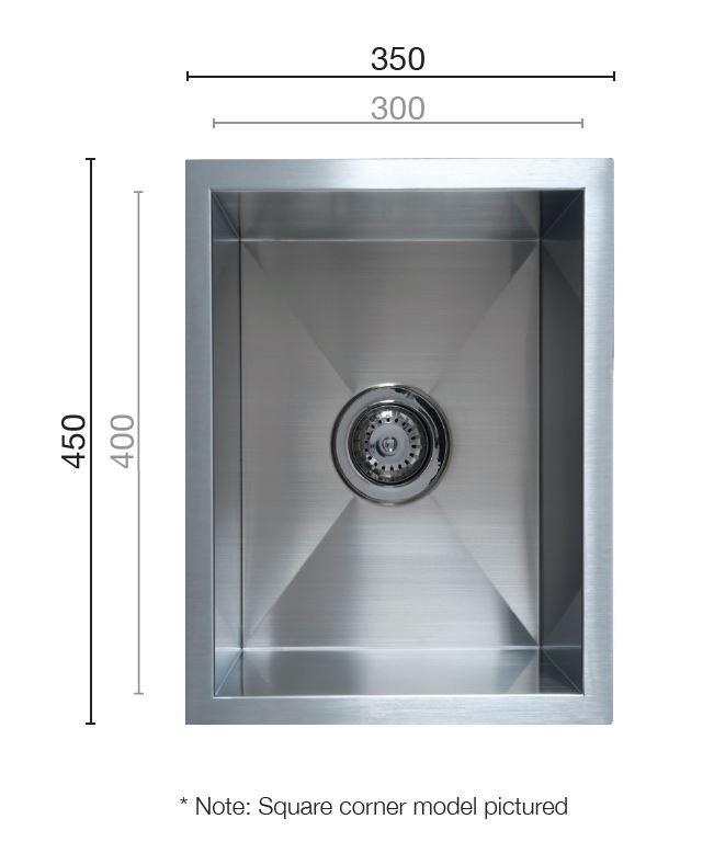 Interchange Brushed Stainless Steel Sink 300 — Designer Bathware