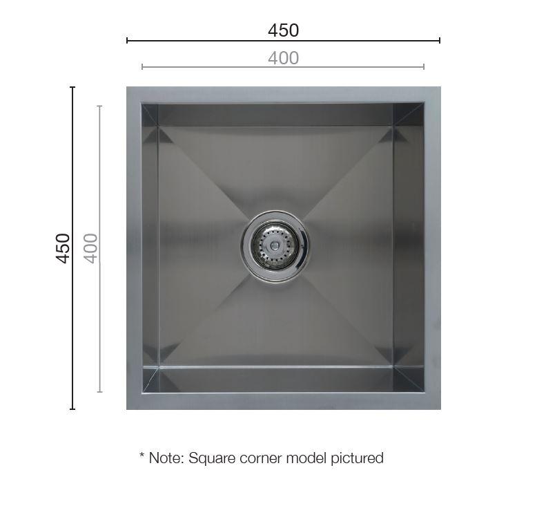 Interchange Brushed Stainless Steel Sink 400 — Designer Bathware